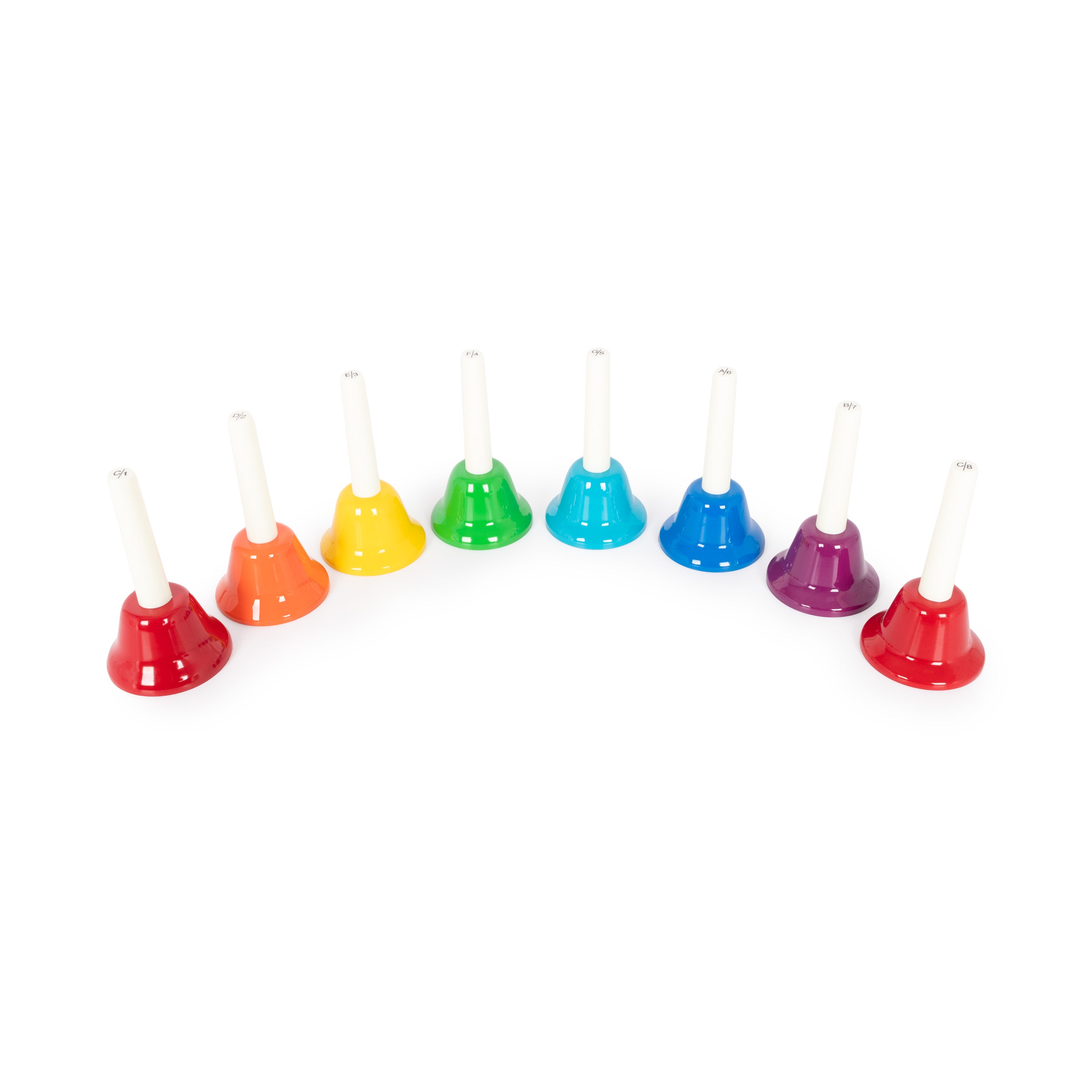 Percussion Workshop pack of 8 coloured hand bells Percussion Plus
